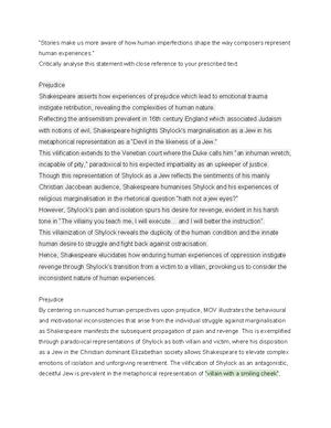 Merchant of Venice Past Paper - GCSE English Literature - The Merchant ...