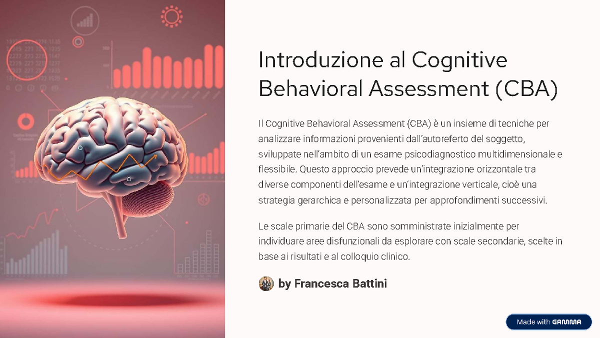 Introduzione al Cognitive Behavioral Assessment (CBA) e Applicazioni ...