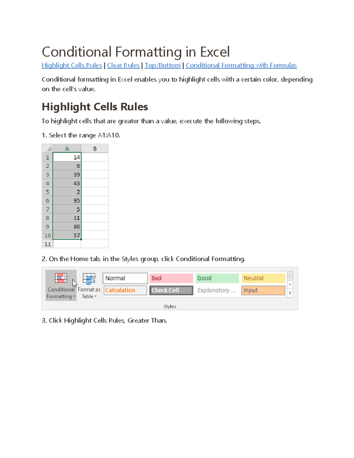 Conditional Formatting Highlight Cells Rules To Highlight Cells That Are Greater Than A Value