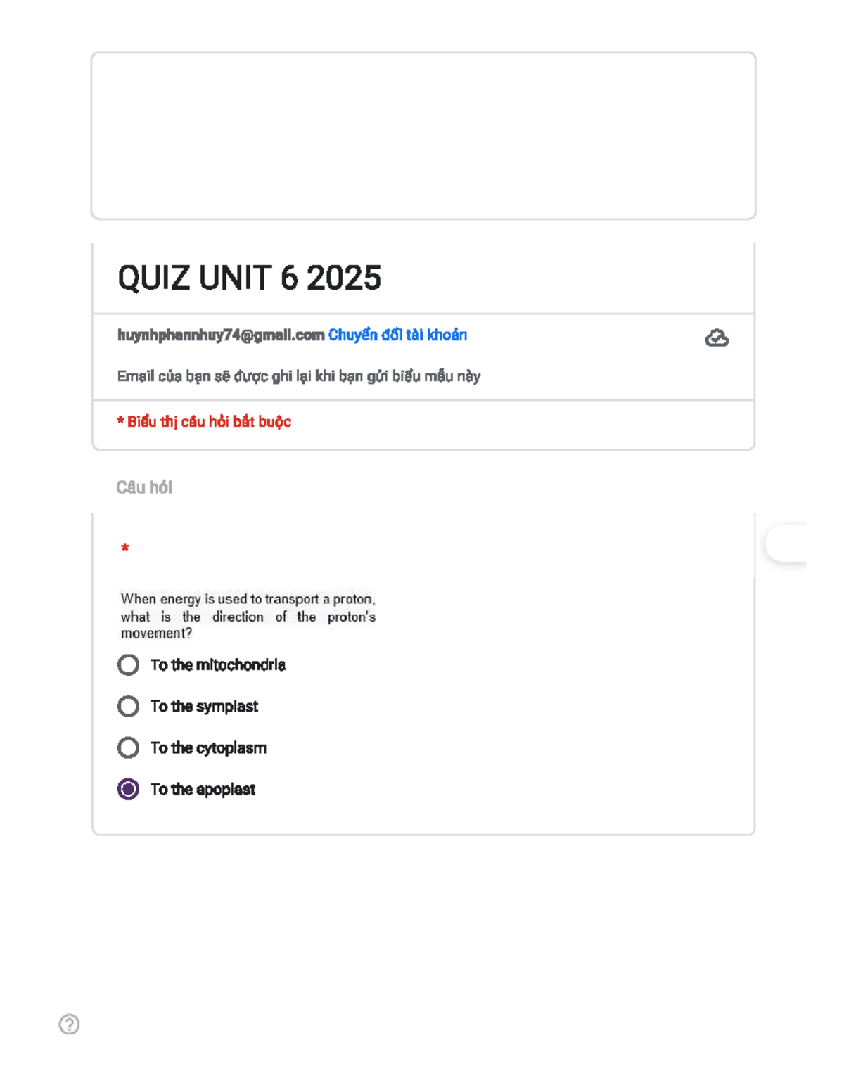 QUIZ UNIT 6 2025: Plant Transport Mechanisms and Growth - Studocu