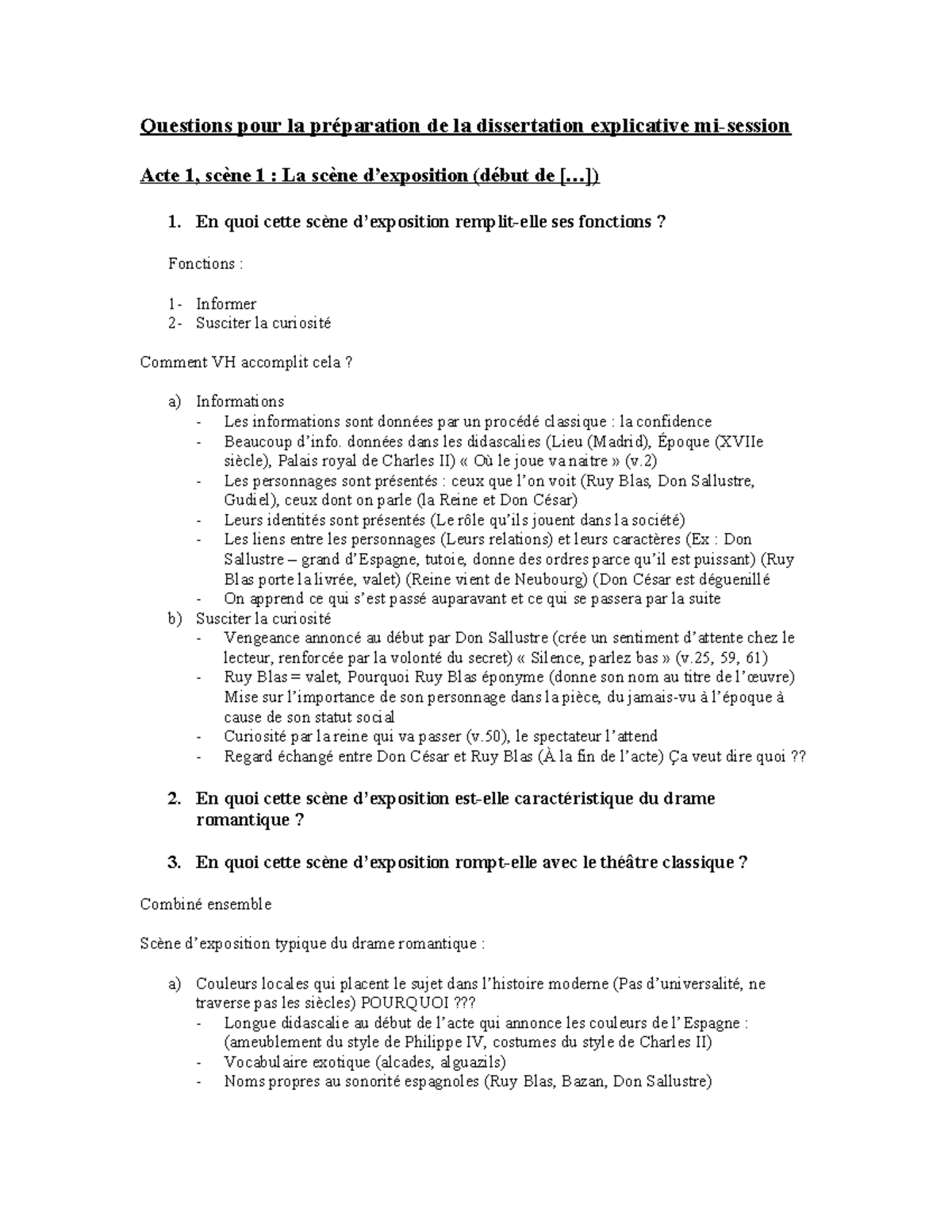 Ruy Blas - Notes de Dissertation Explicative Mi-Session - Studocu