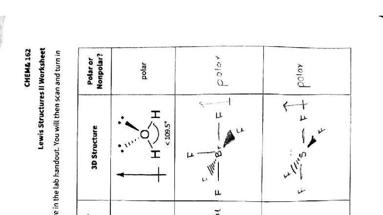 Lewis Structures II Worksheet (Course Code: 162) - Studocu