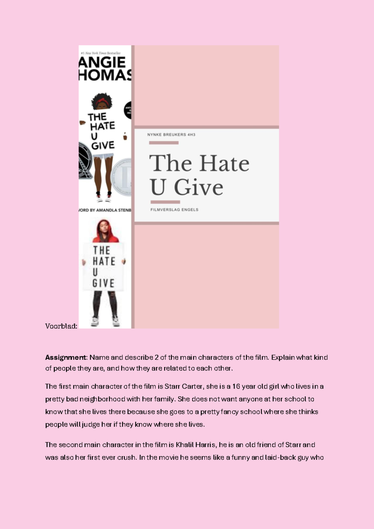 ENG 101: Character Analysis of Starr Carter and Khalil Harris - Studeersnel