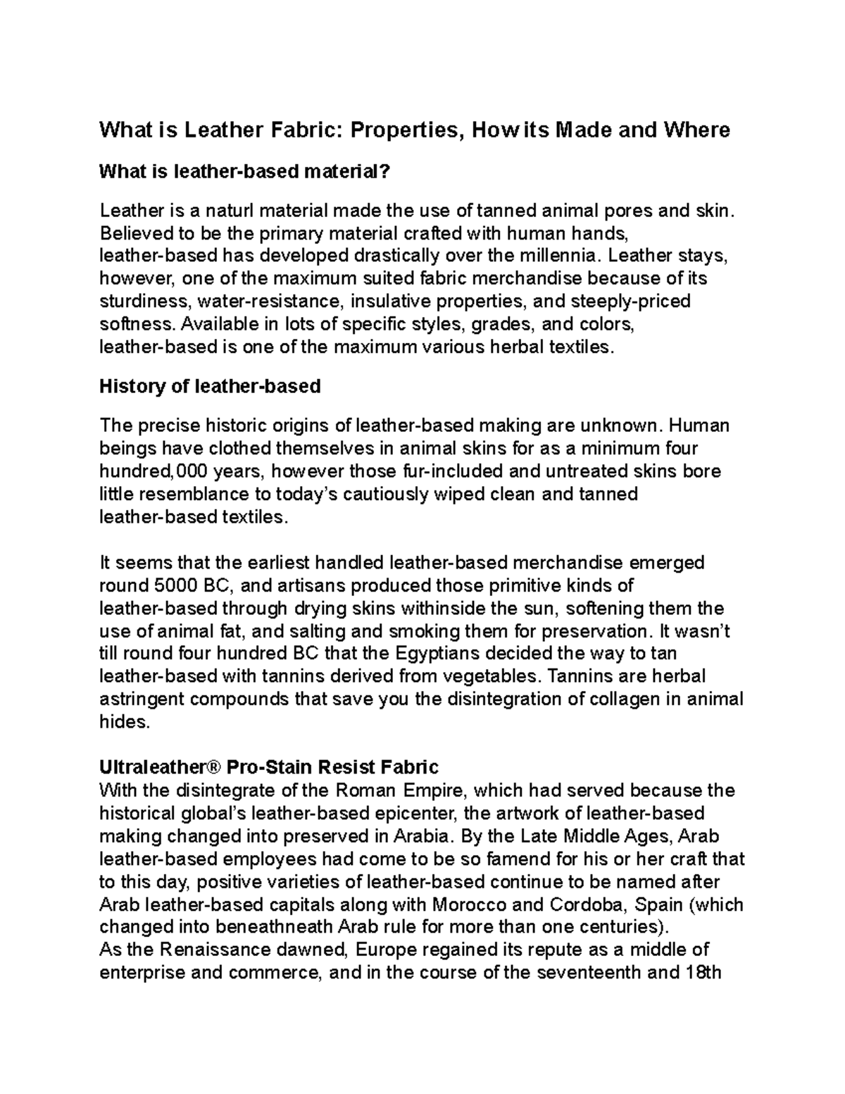 What is Leather Fabric Properties, How its Made and Where - Believed to ...