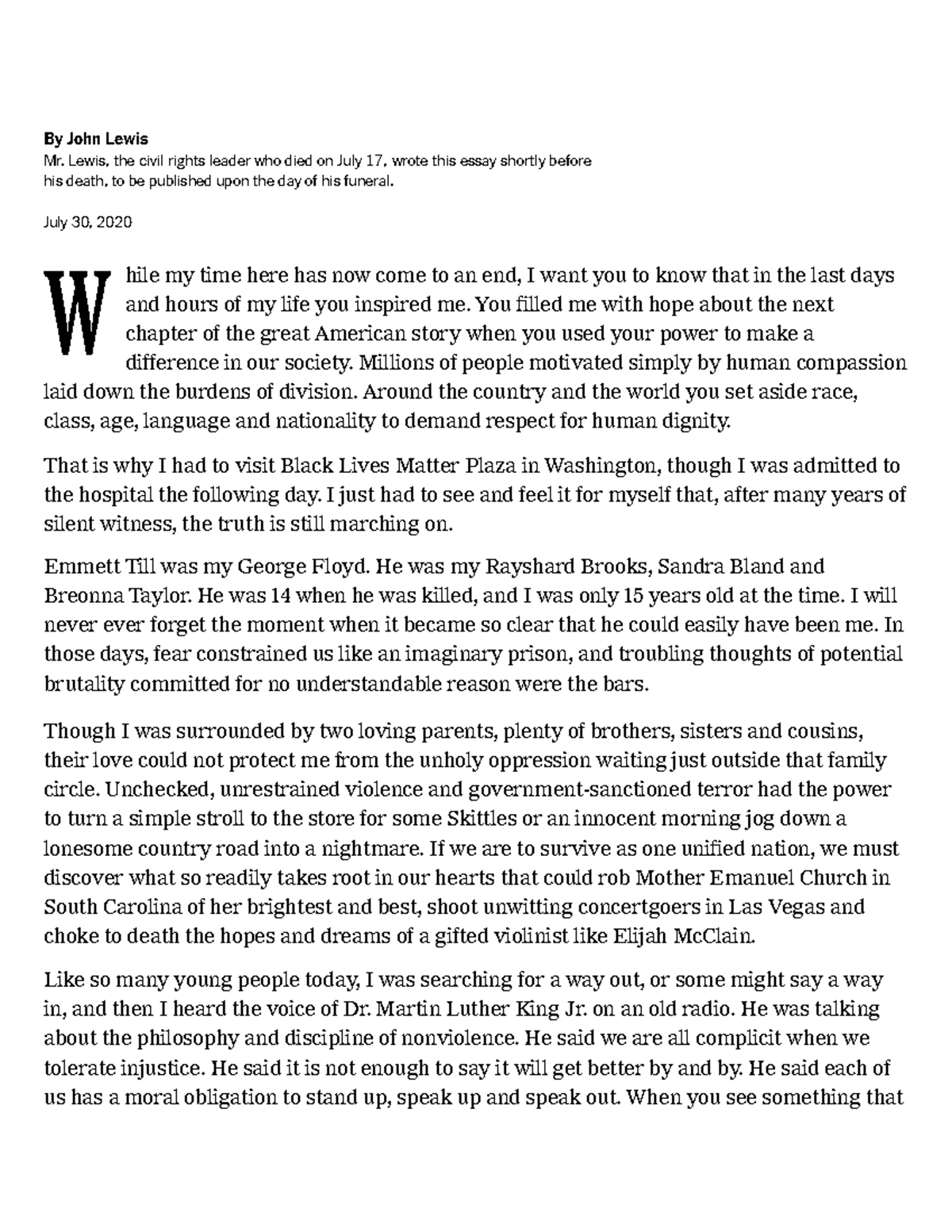 John Lewis: Together, You Can Redeem the Soul of Our Nation - Opinion ...