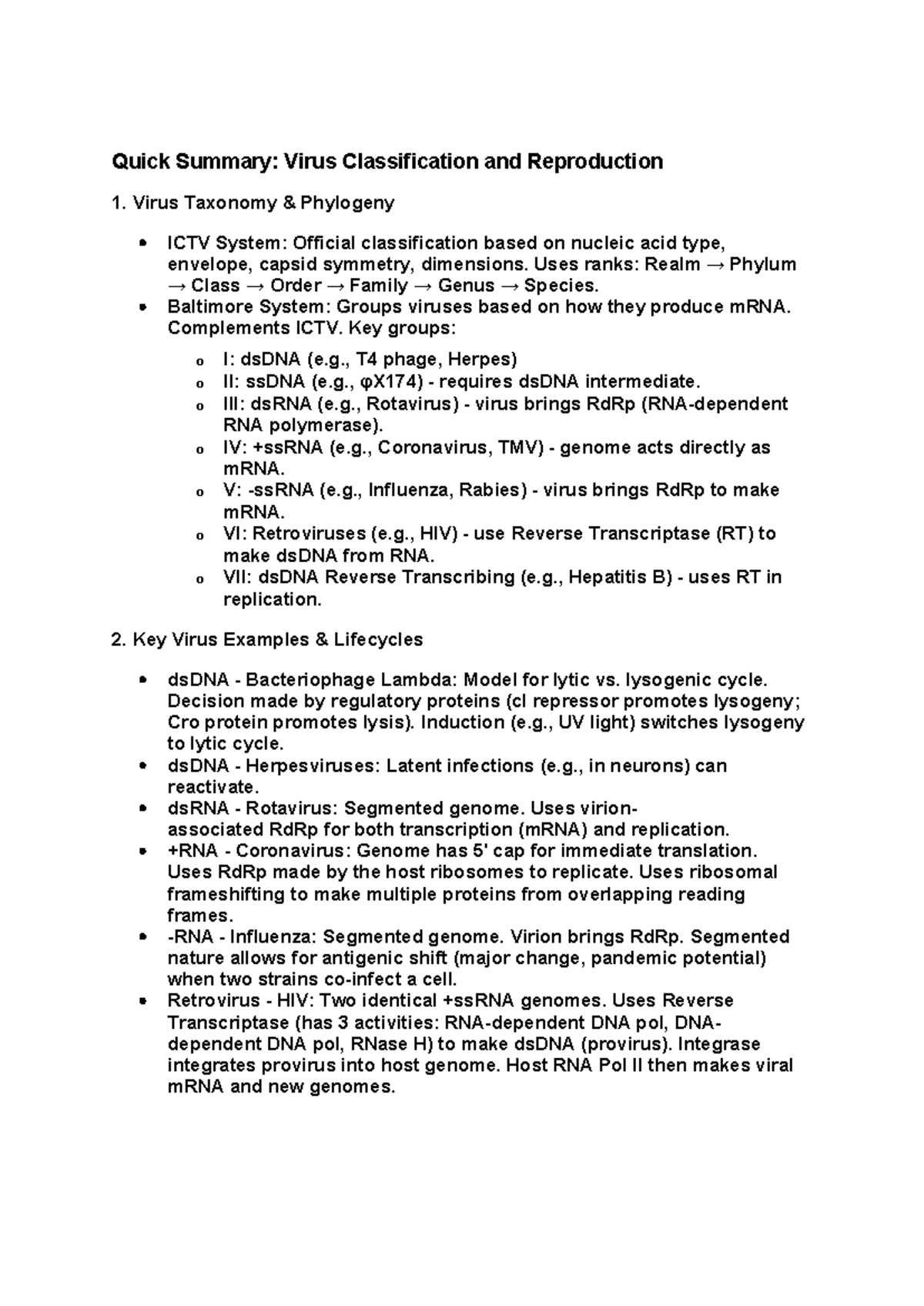 MKBS221 SU5 Quick Summary & Questions on Virus Classification - Studocu