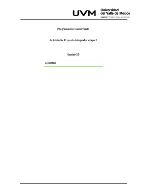 Automatizada Programación Concurrente UVM - Pregunta 1 1 de puntos En el lenguaje C para crear ...
