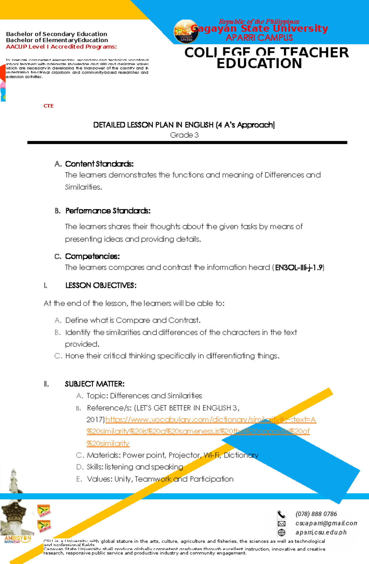 Detailed Lesson PLAN IN - Bachelor of Secondary Education Bachelor of ...