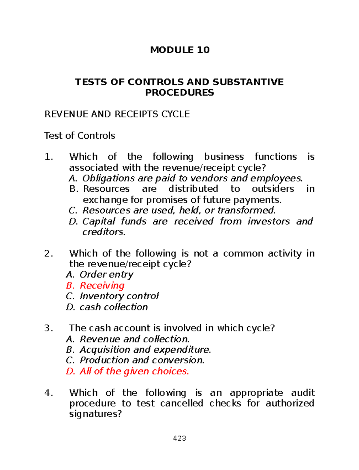 10 tests of controls subs tests replacement - MODULE 10 TESTS OF ...