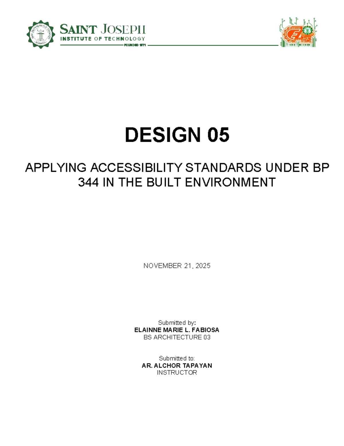 DESIGN 05: APPLYING BP 344 ACCESSIBILITY STANDARDS IN ARCHITECTURE ...
