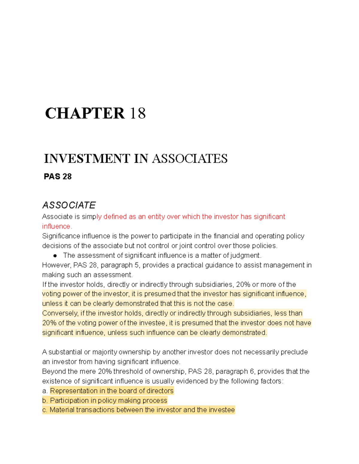 PAS 28: Comprehensive Overview of Investment in Associates - Studocu