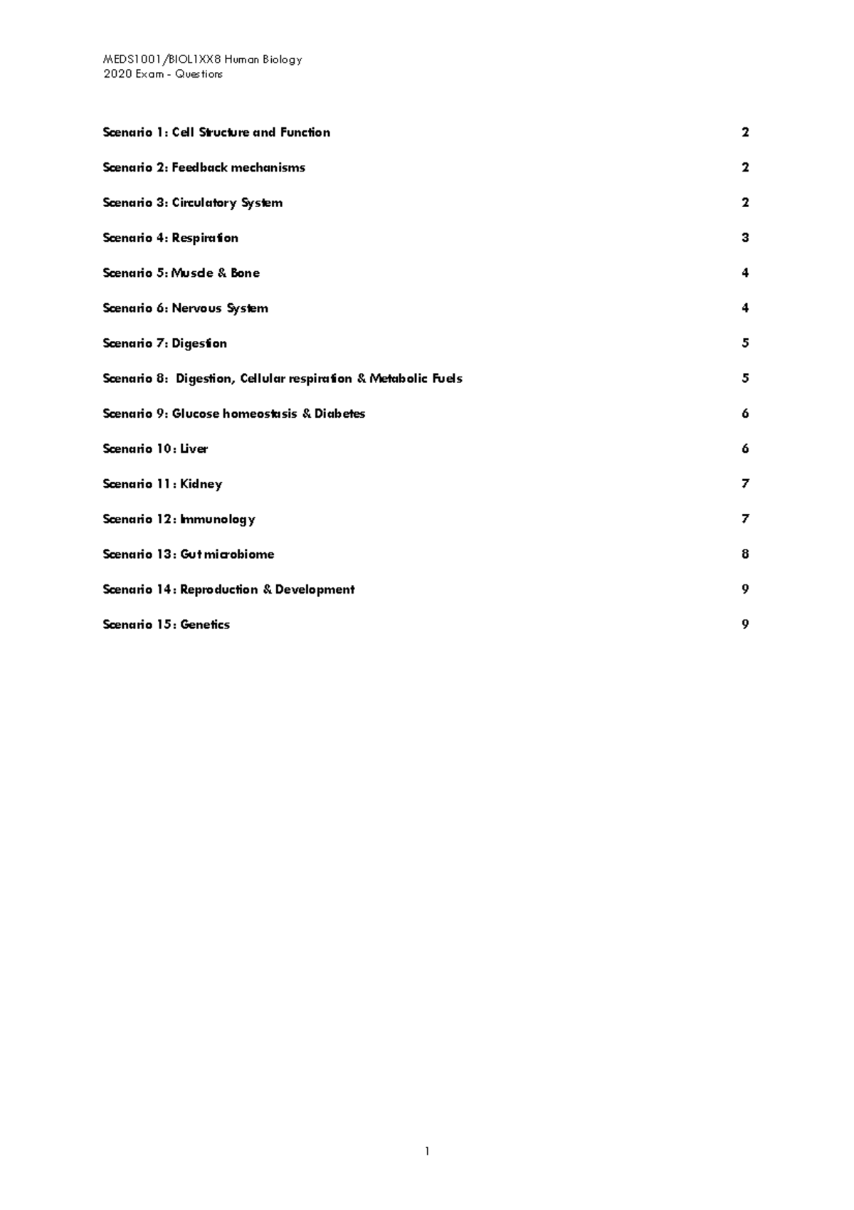 Human Biology 2020 Main Exam Questions: Cell to Genetics Scenarios ...