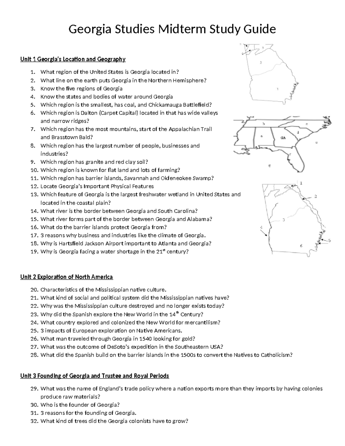 Georgia Studies Midterm Study Guide: Key Concepts and Topics - Studocu