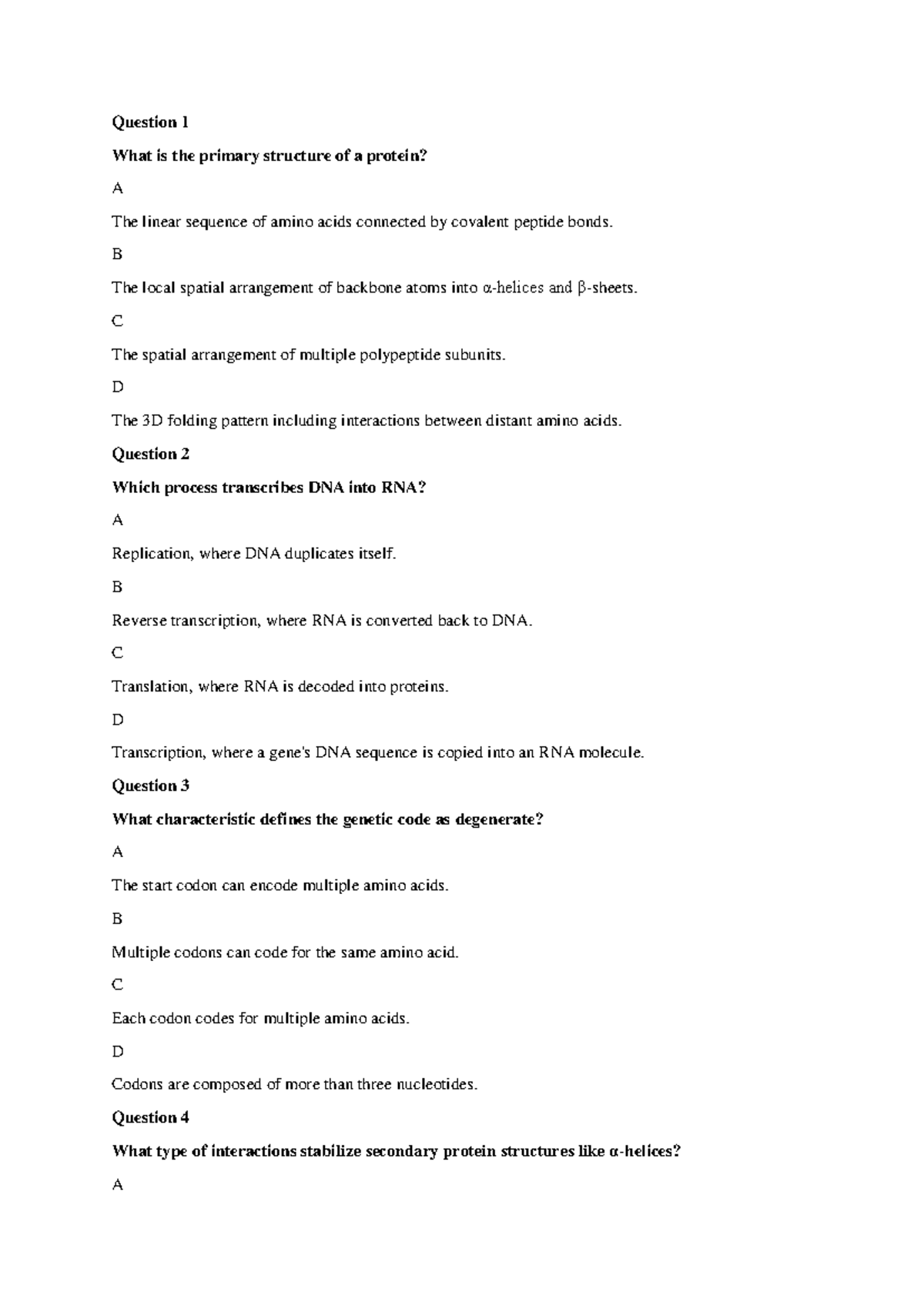 Biochem 101: Proteins Quiz Summary Notes - Studocu