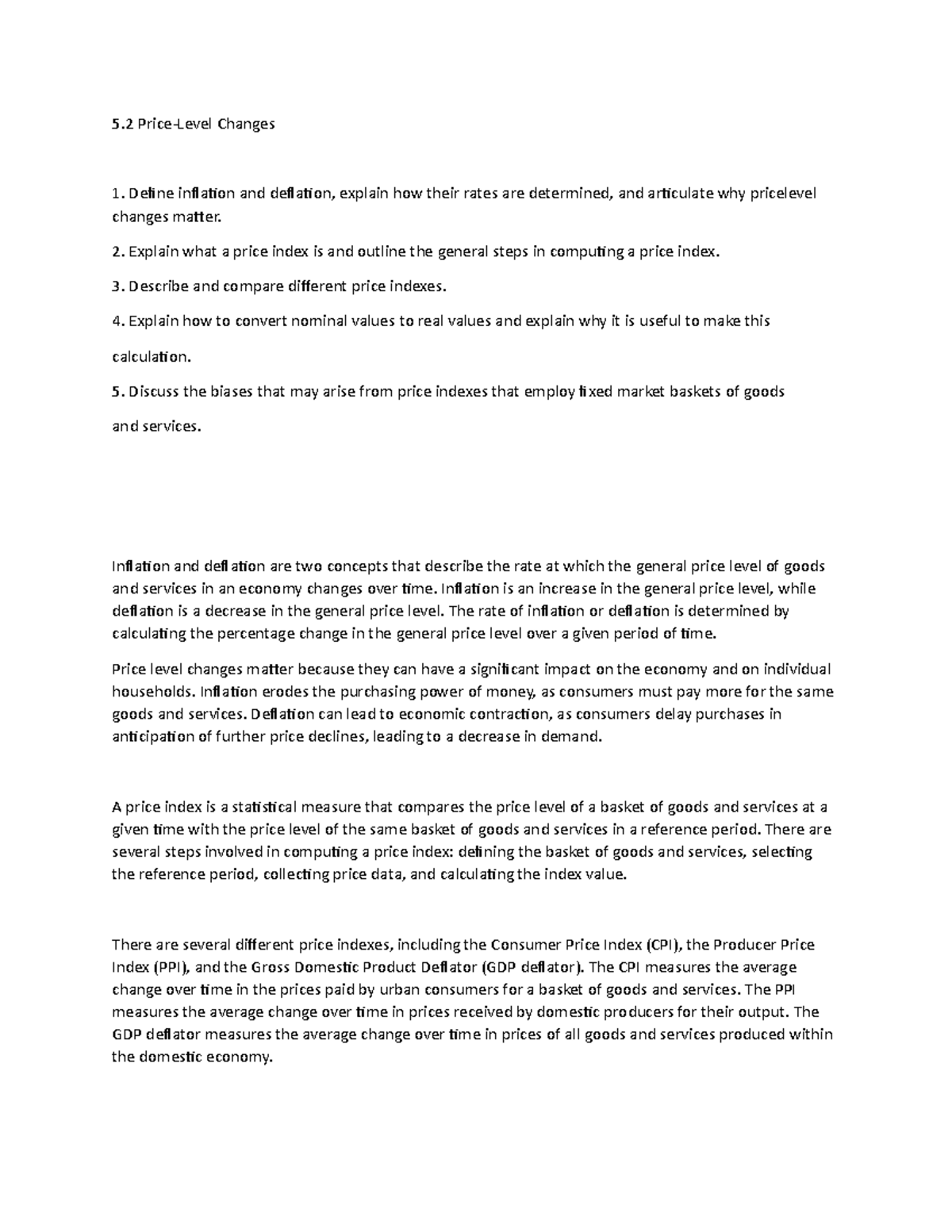 Maacro 5-2 - 5 Price-Level Changes Define inflation and deflation ...