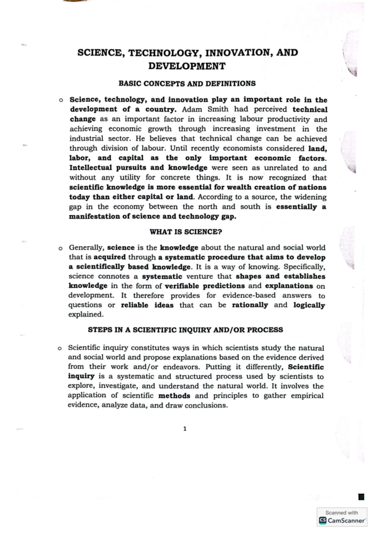 SCI 101: Basic Concepts of Science, Technology, and Innovation - Studocu