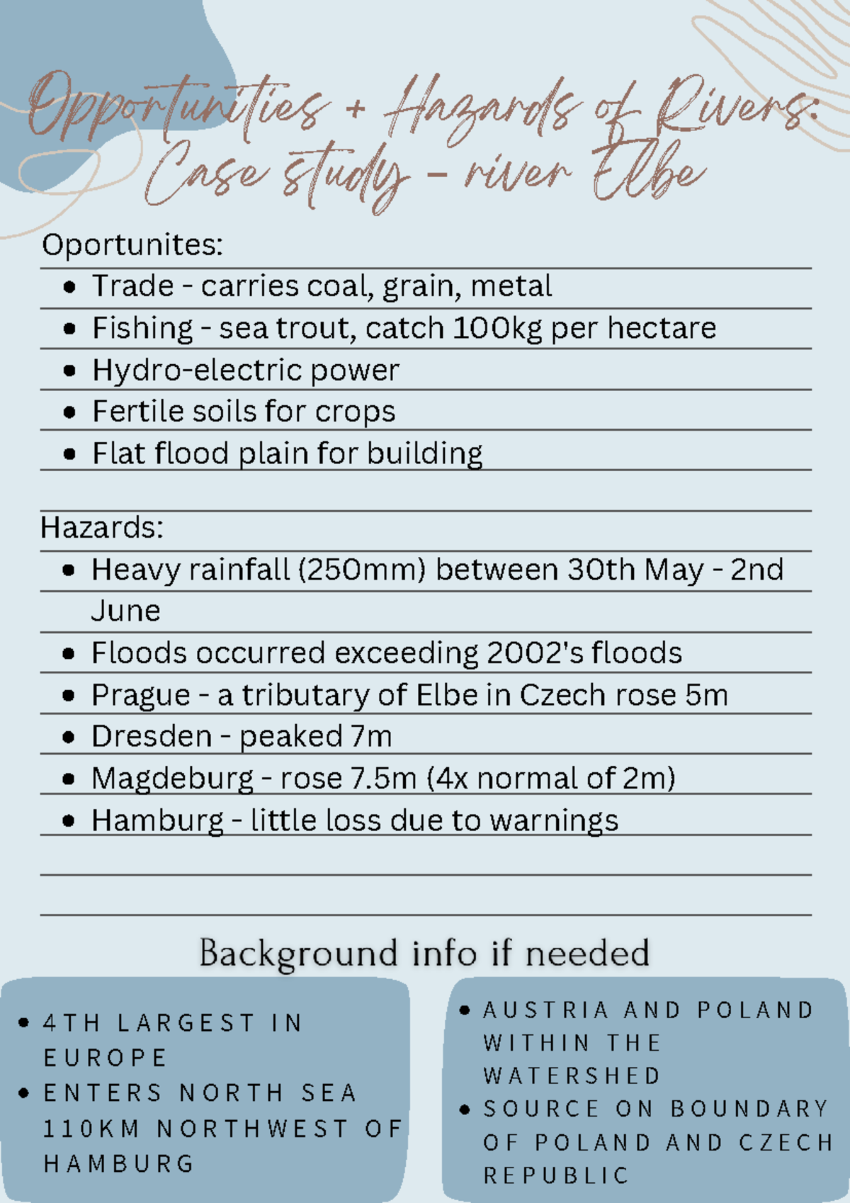 Opportunities + Hazards of Rivers Elbe - Opportunities + Hazards of Rivers: Case study - river ...