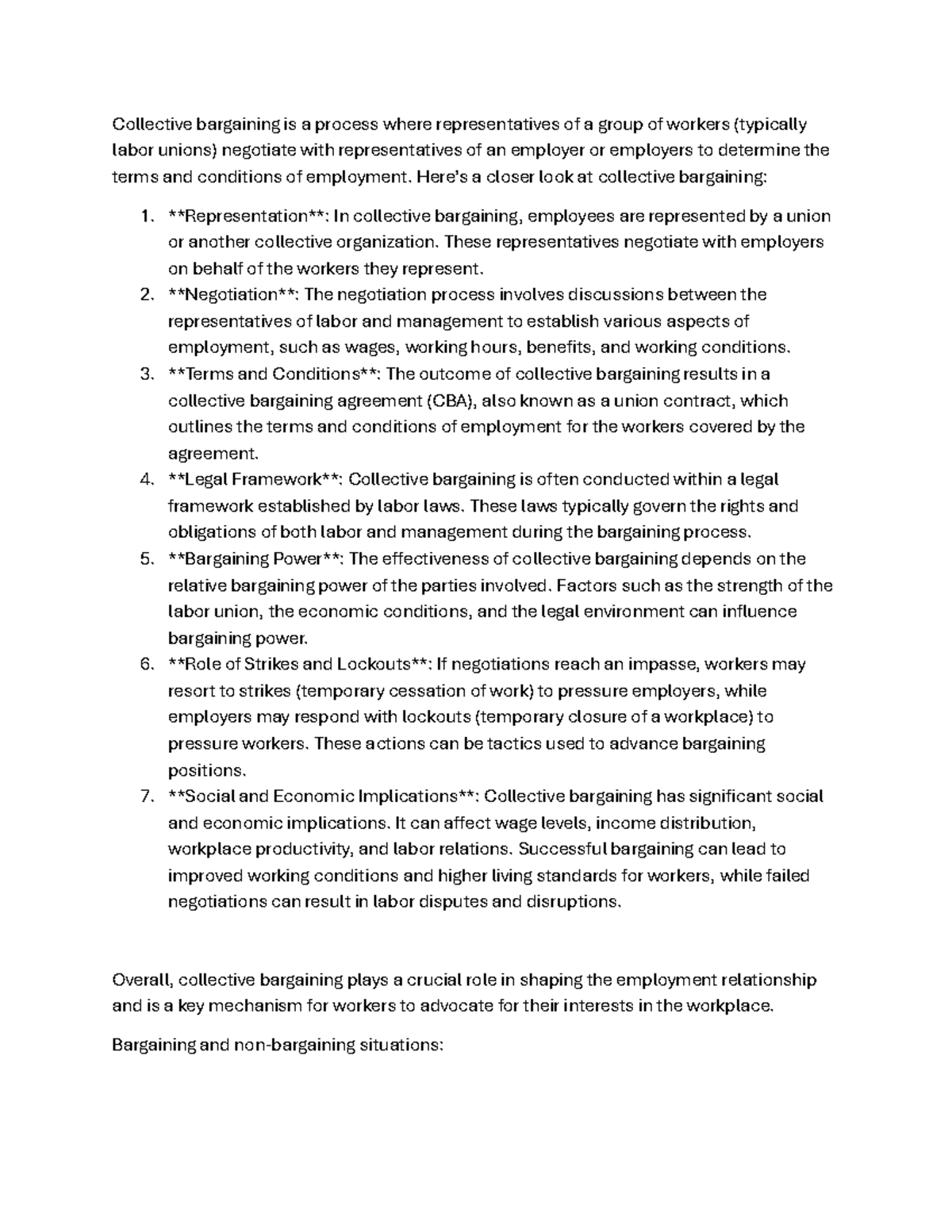 Bargaining theory - Collective bargaining is a process where ...