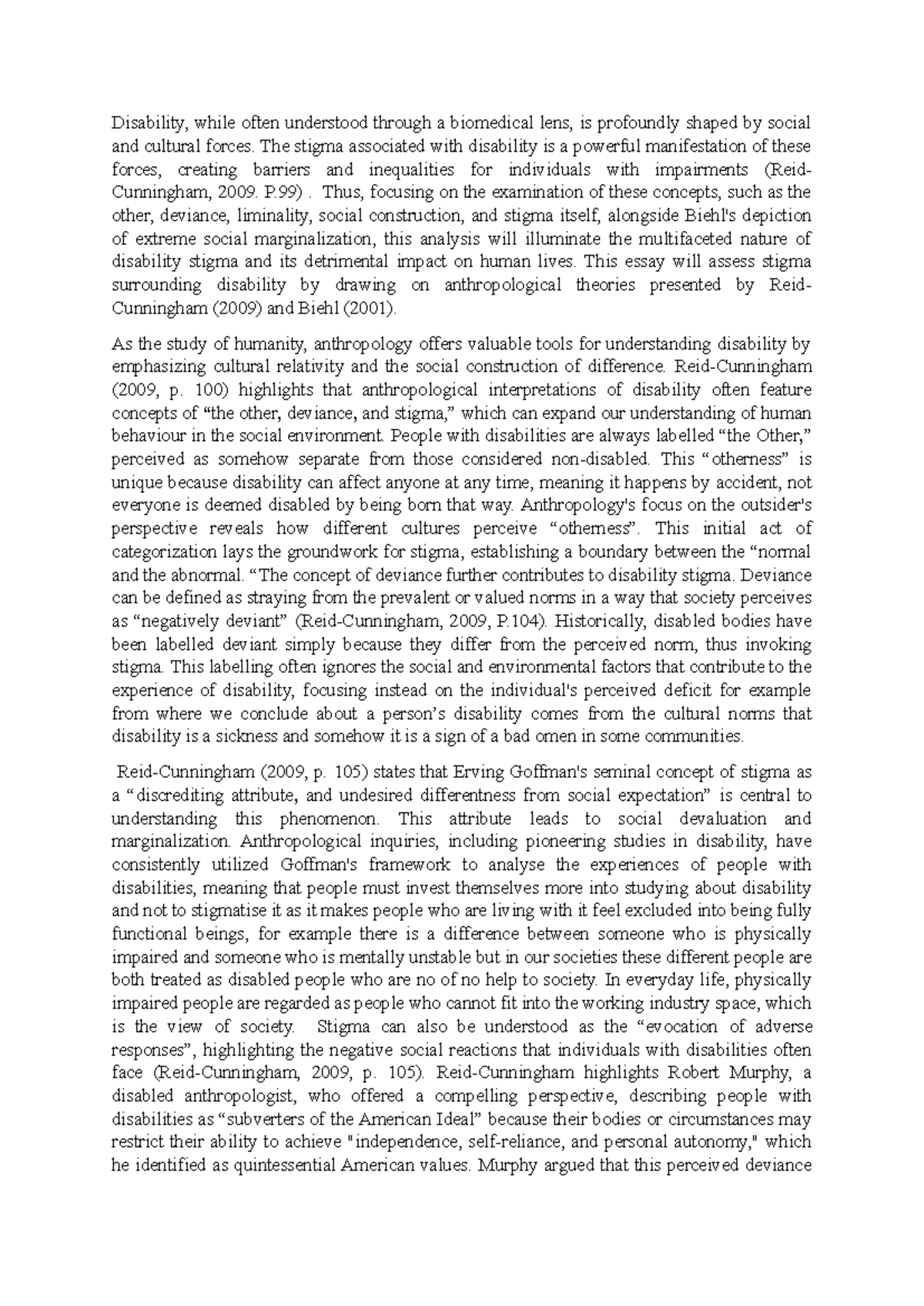 Disability Stigma: An Anthropological Analysis (ARG 101) - Studocu