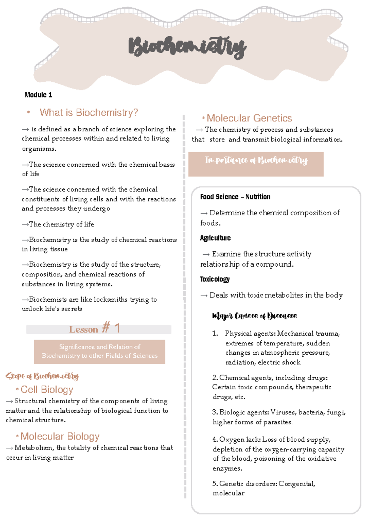 Biochem LEC Module 1: Introduction to Biochemistry and Water Properties ...