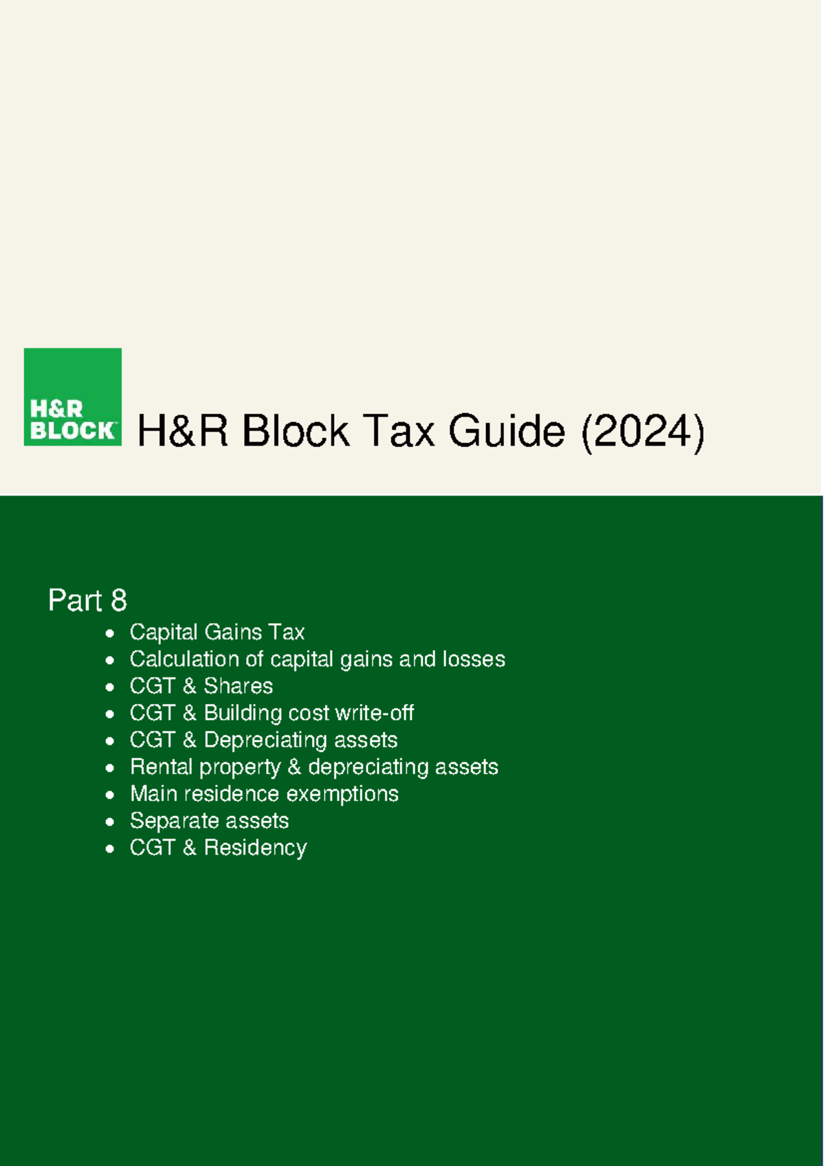 HR Block Tax Guide 2024: Part 8 - Capital Gains Tax Overview - Studocu