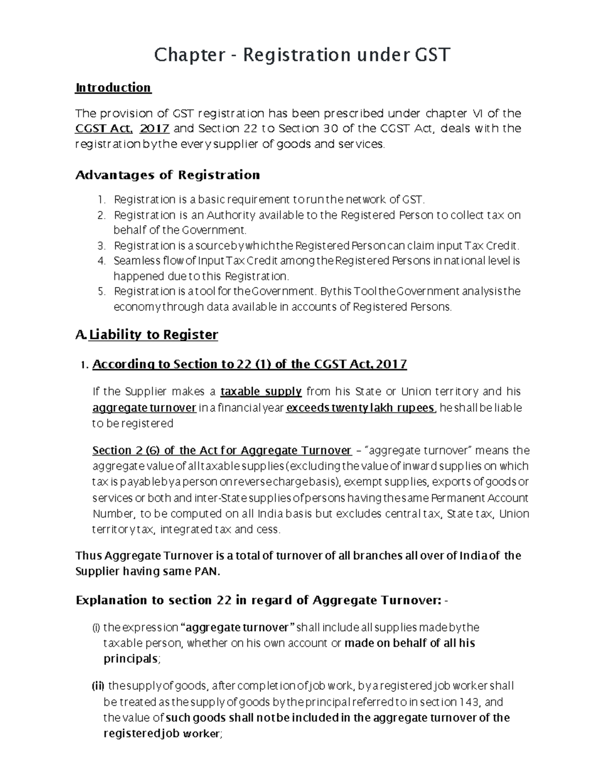 GST Registration - Key Points and Advantages Explained - Studocu