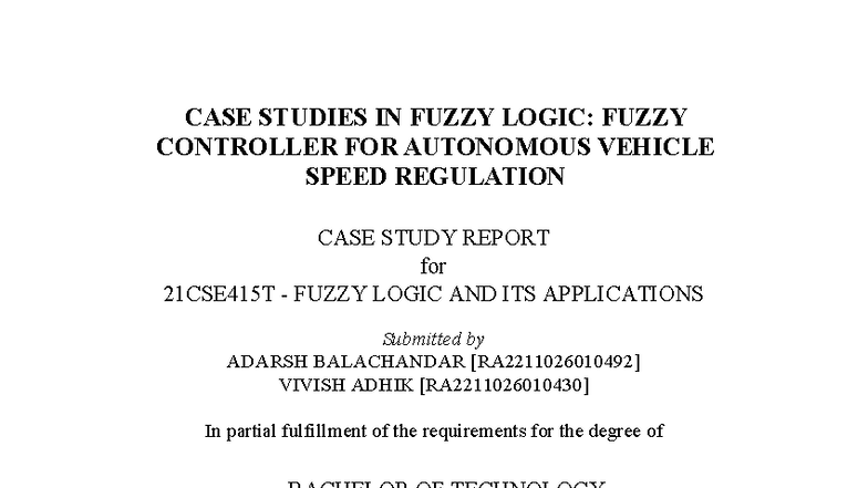 Fuzzy Report 2025 - CASE STUDIES IN FUZZY LOGIC: FUZZY CONTROLLER FOR ...
