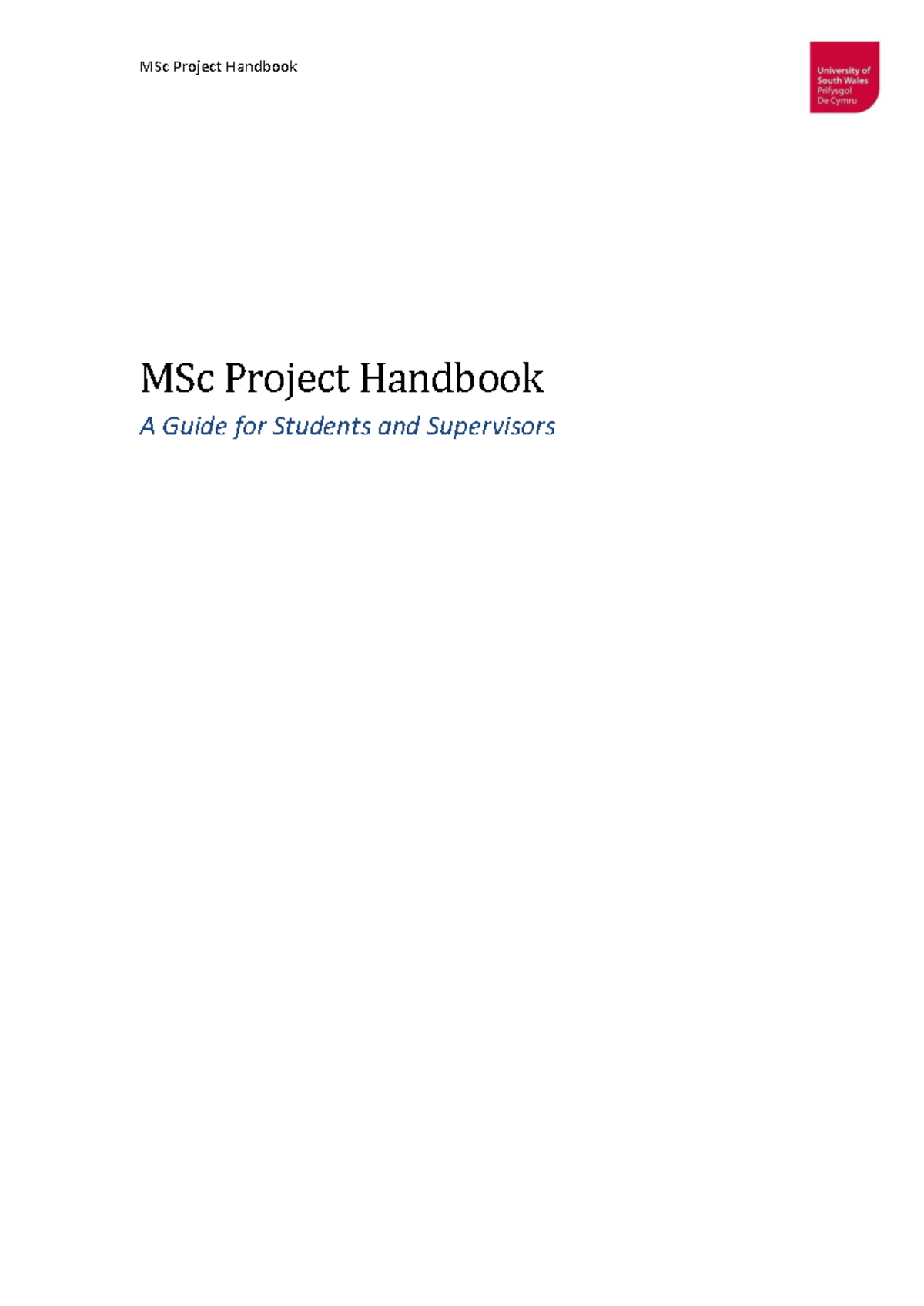 MSc Project Handbook: A Comprehensive Guide for Students and ...
