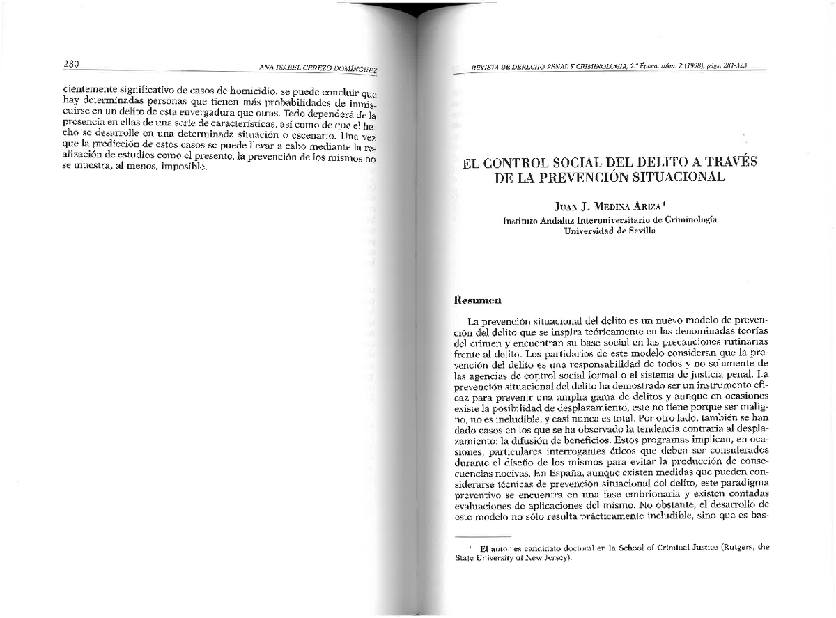 280 ANA ISABEL CEREZO DOMÍNGUEZ: Control Social del Delito y Prevención ...