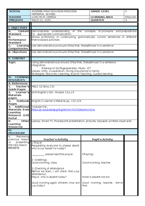 Lesson PLAN - for acads - Republic of the Philippines Department of ...