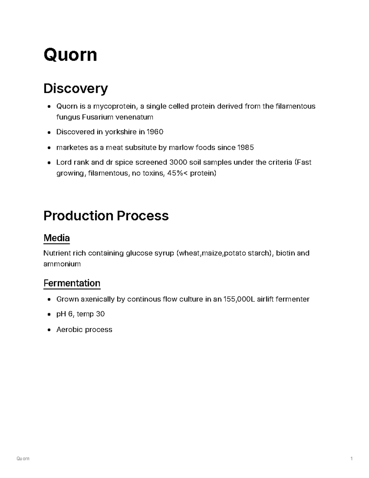 Biomass quorn: Understanding mycoprotein production and processing ...