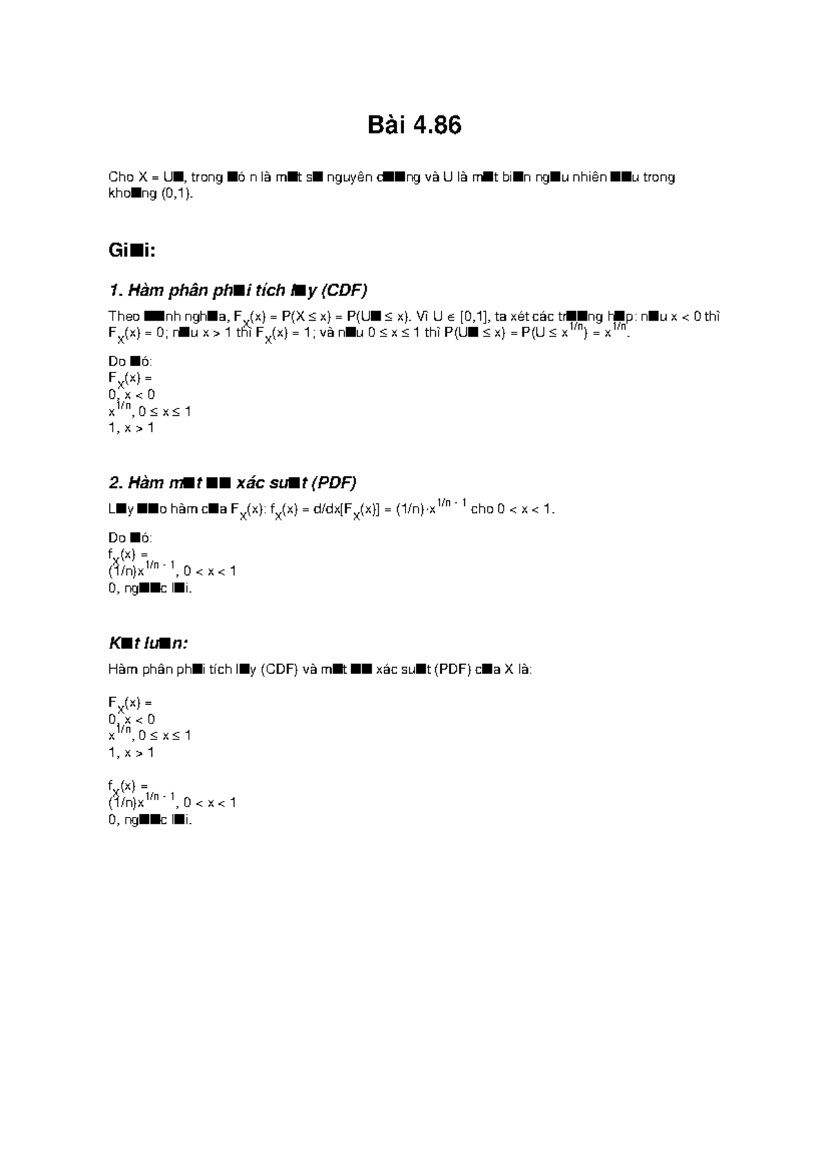 Bai 4 86 CDF PDF - nigg - Bài 4. Cho X = Un, trong nó n là mnt sn ...