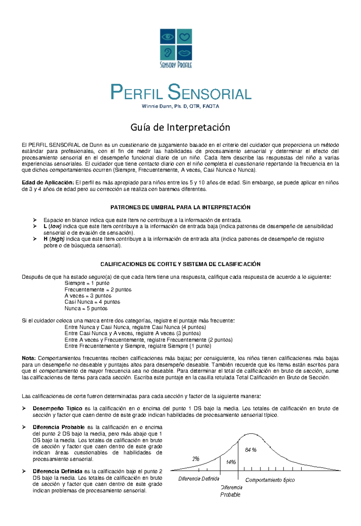 310140541 Guía de Interpretación del Perfil Sensorial de Dunn - Studocu