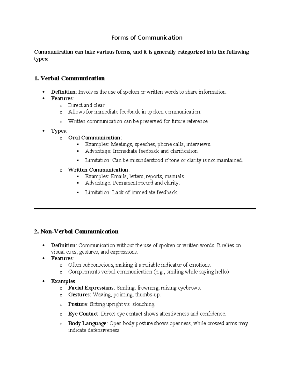 Forms of Communication: Types and Importance in Interactions - Studocu