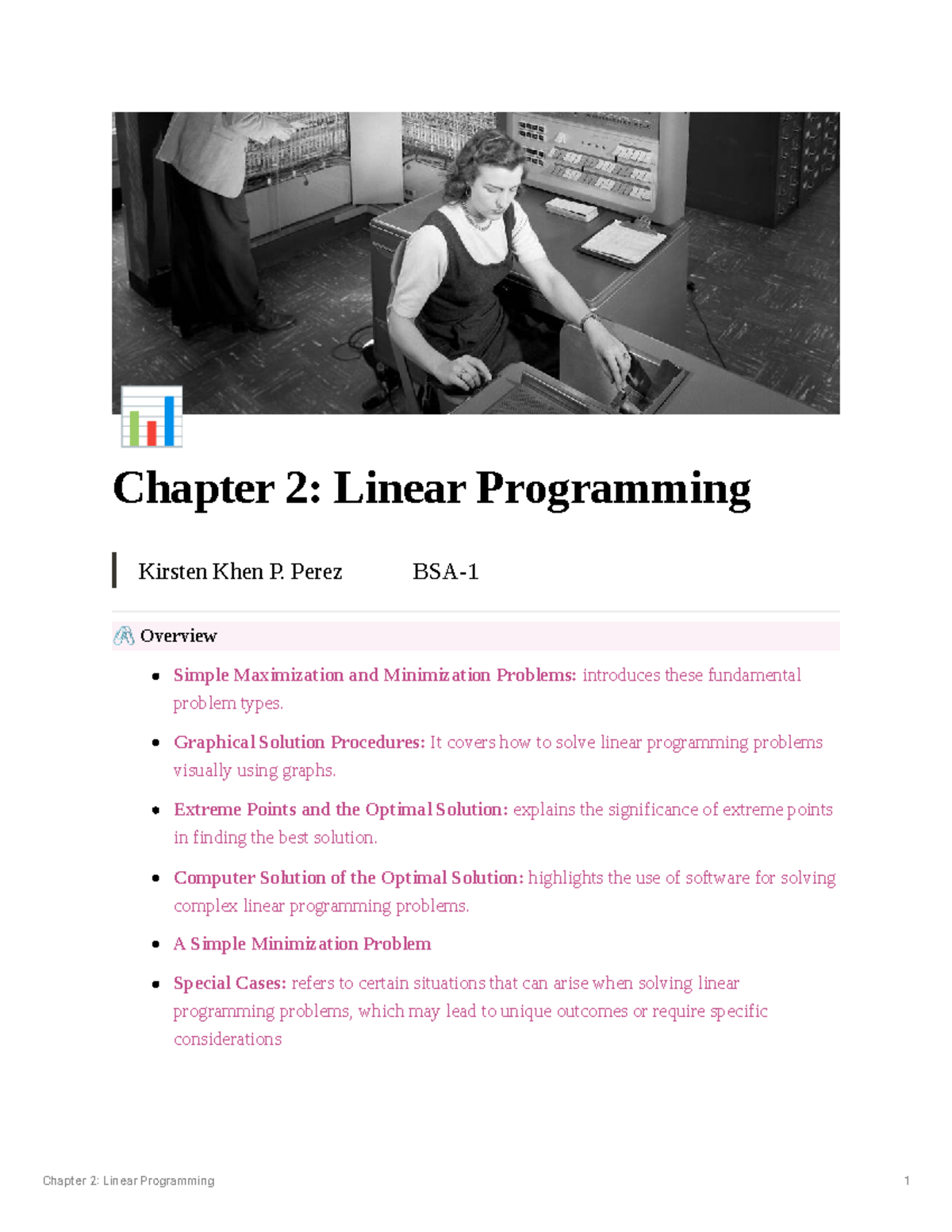 Chapter 2: Linear programming overview and problem-solving techniques - Studocu