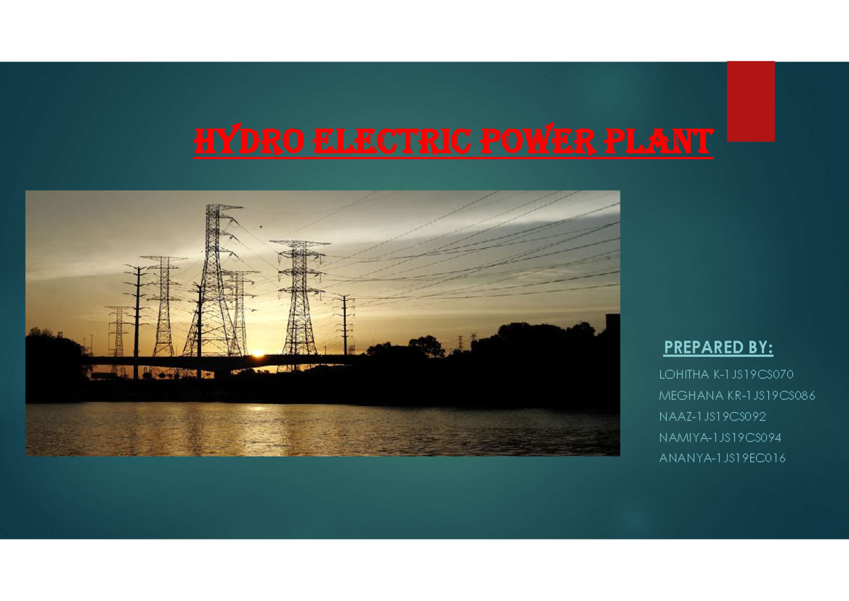 Hydro Electric Power Plant Overview - 1JS19CS/1JS19EC Presentation ...