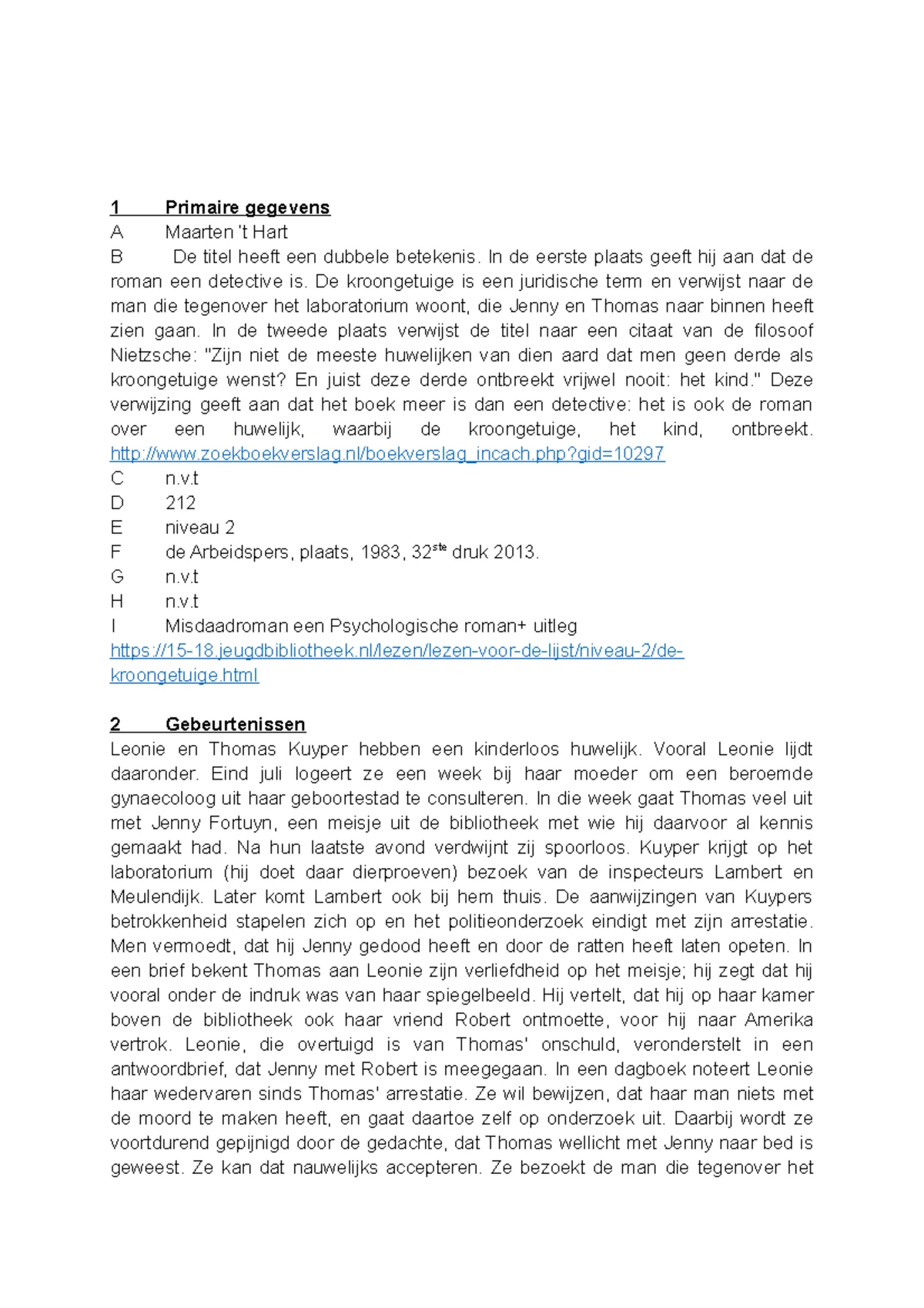 Boekverslag Nederlands: De Aanslag - Harry Mulisch Samenvatting en ...