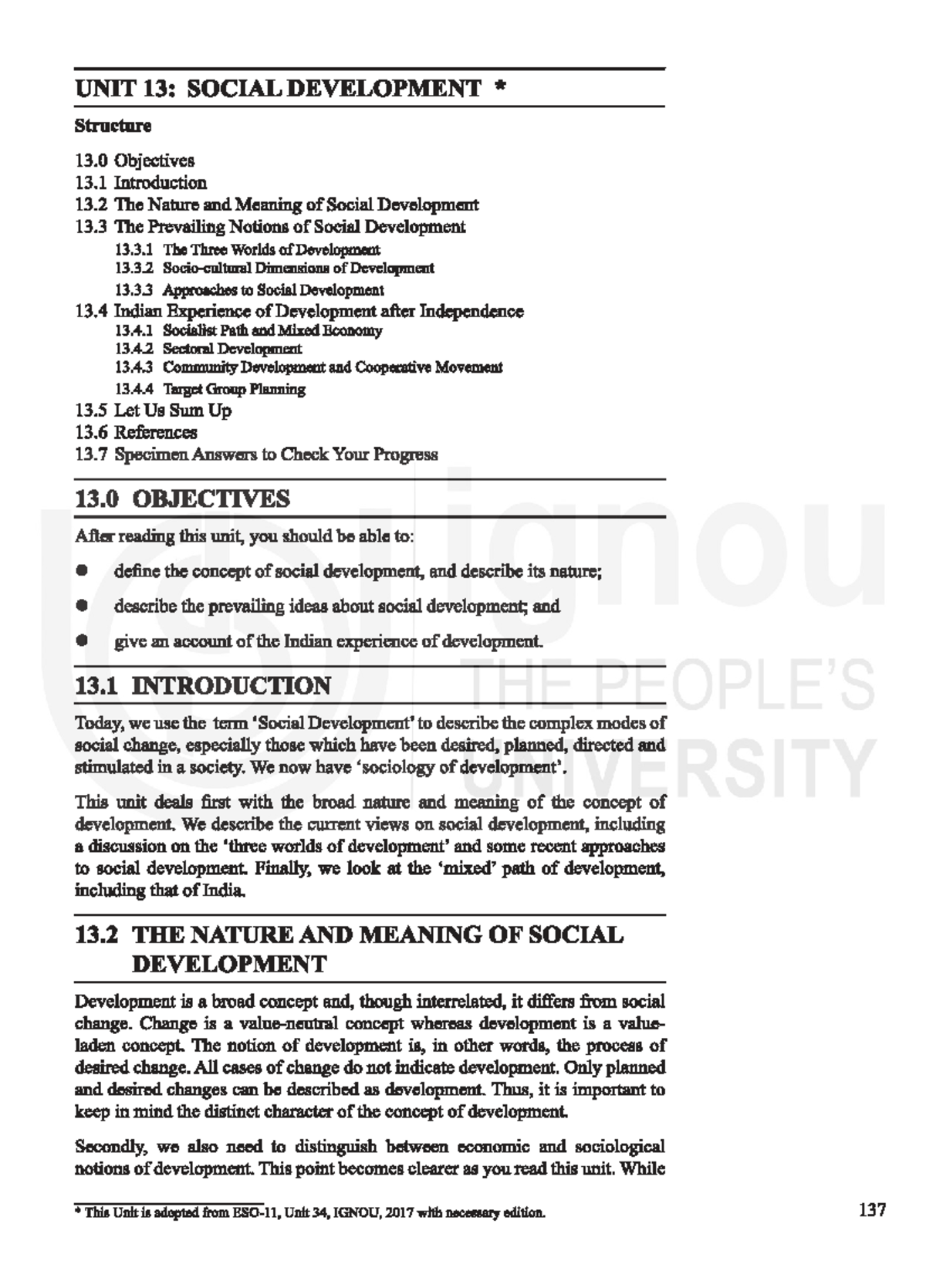 Unit 13: Social Development - Key Concepts and Indian Experience - Studocu