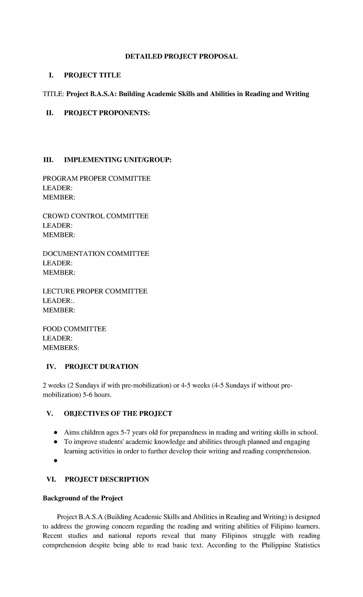 NSTP Project Proposal: Project B.A.S.A - Enhancing Literacy Skills ...