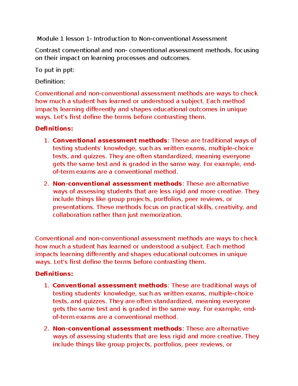 Handouts mod.1 Le1 - nothing - Module 1 lesson 1- Introduction to Non ...