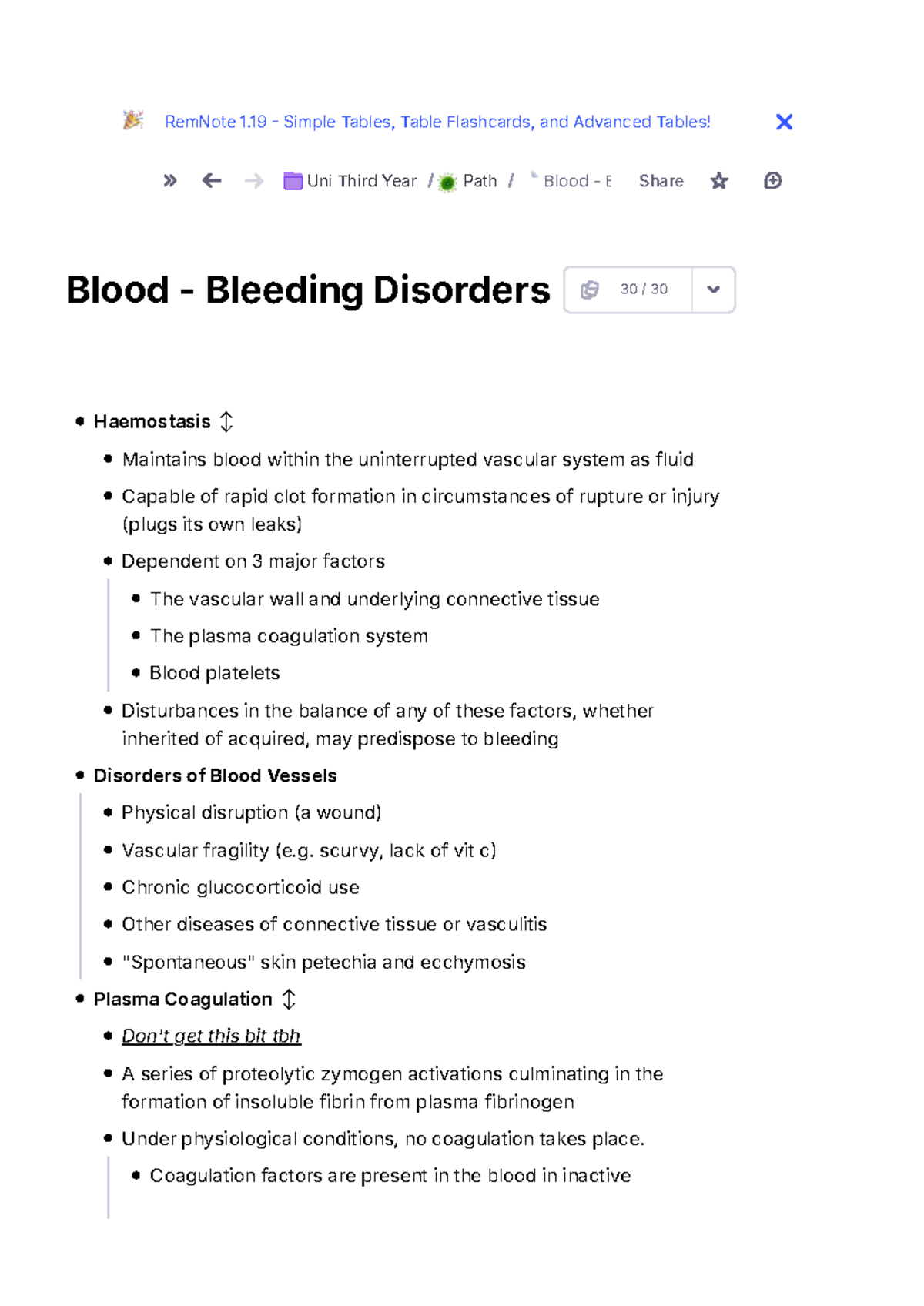 Blood - Bleeding Disorders Overview (Uni Third Year Path B) - Studocu