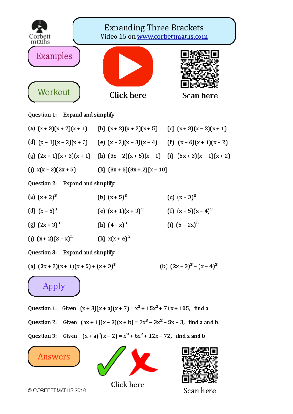 Expanding three brackets - ! Expanding Three Brackets Video 15 on ...