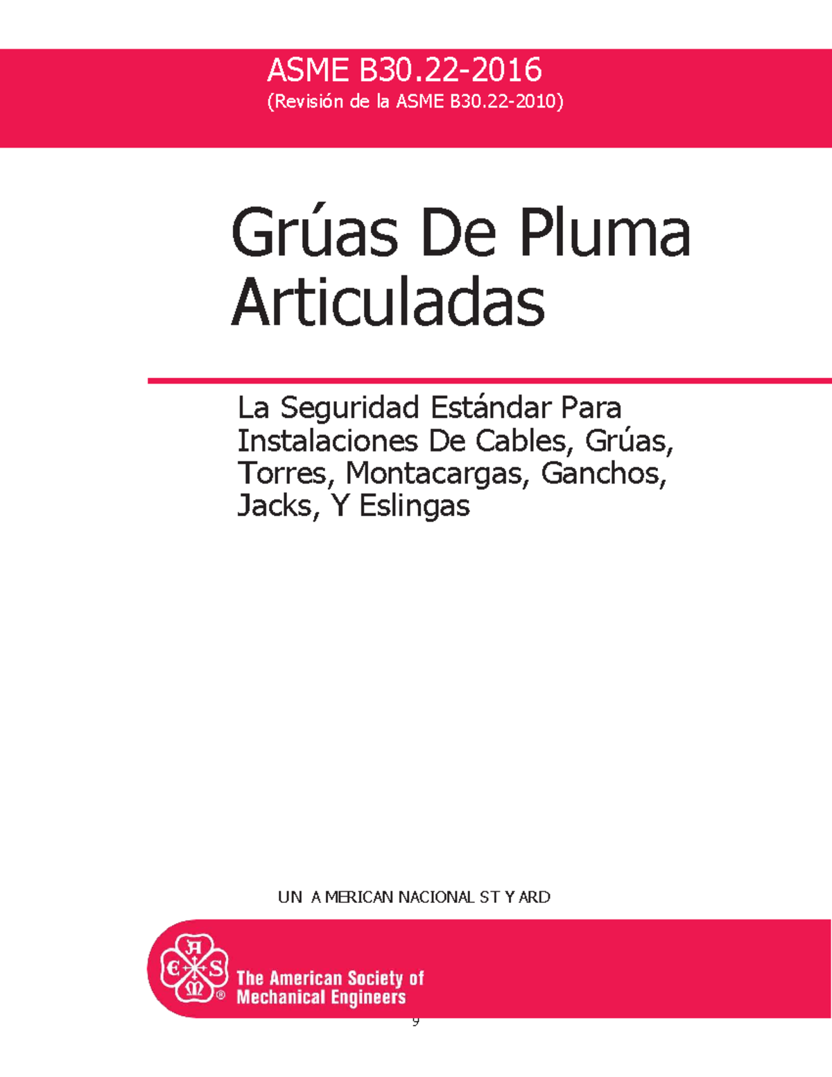 ASME B30.22: Norma de Seguridad para Grúas Articuladas 2016 - Studocu