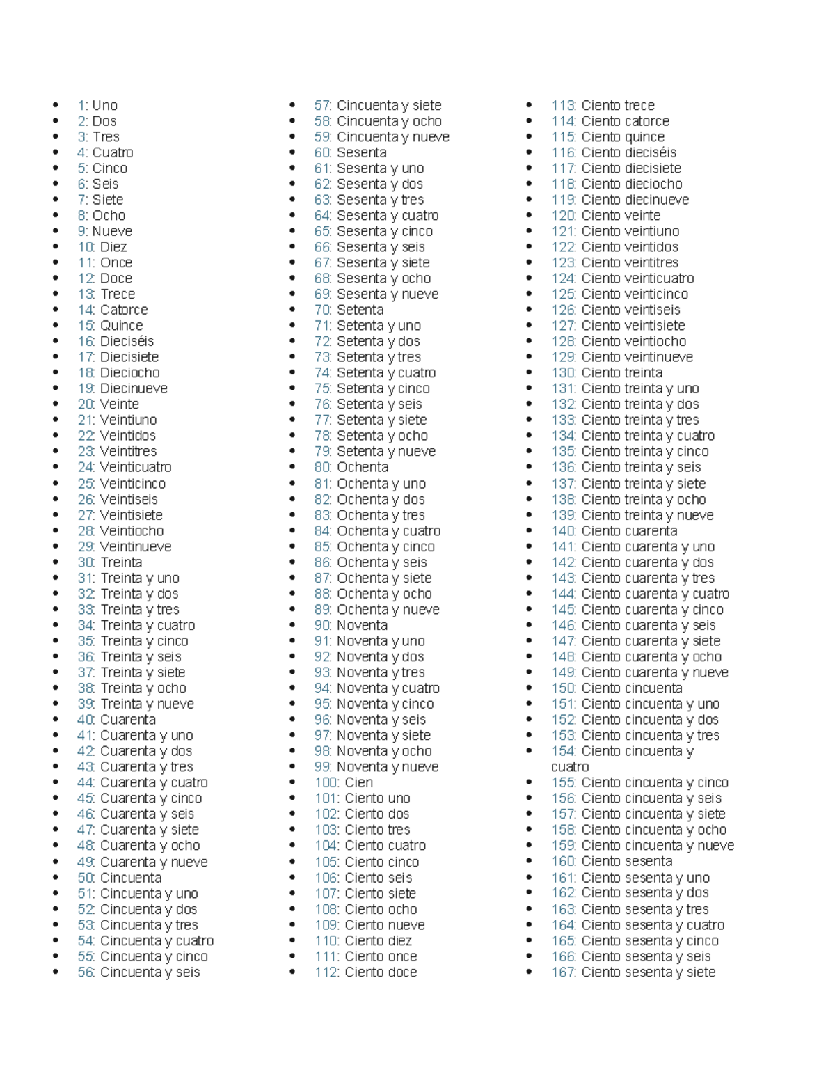 Números del 1 al 500 en Letras: Guía Completa - Studocu