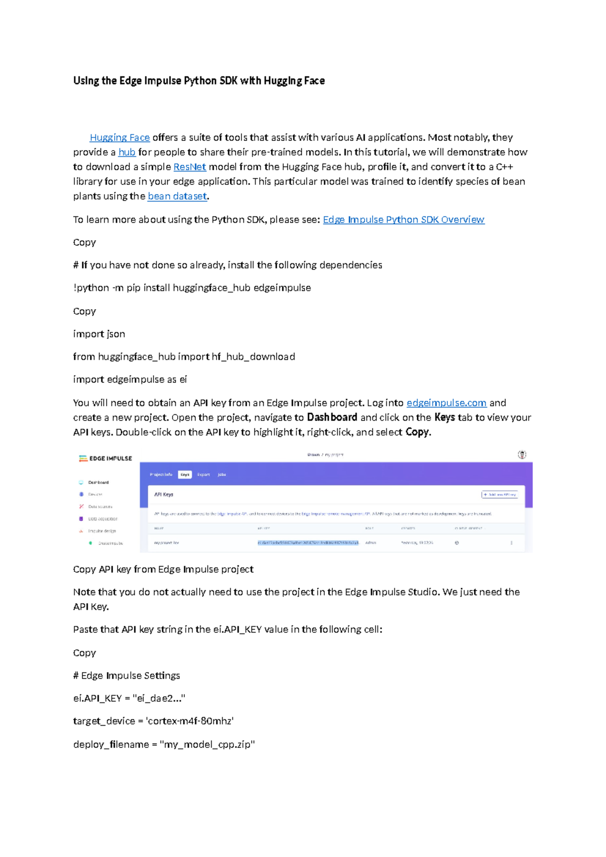 Using the Edge Impulse Python SDK with Hugging Face - Most notably, they provide a hub for ...
