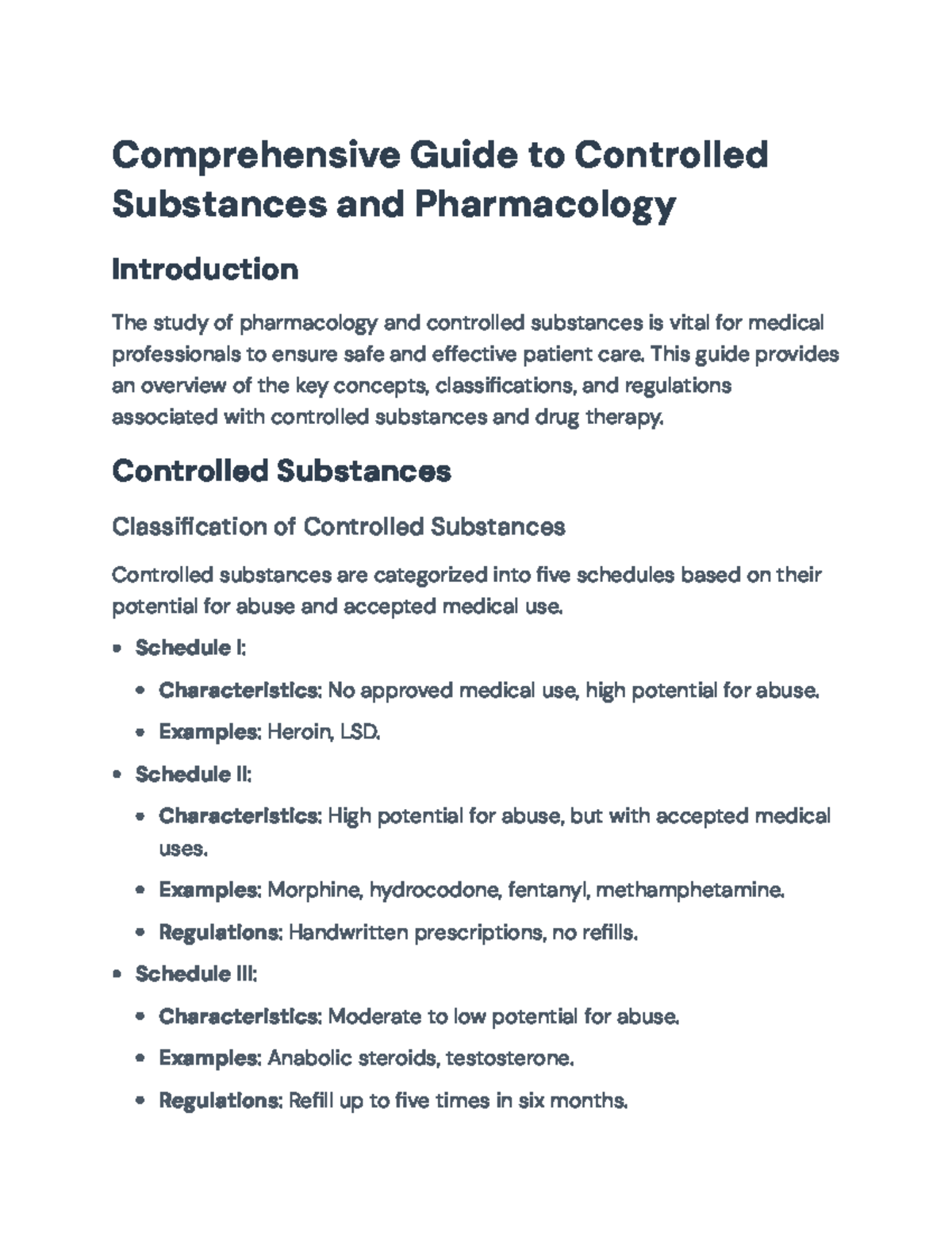 Comprehensive Overview of Pharmacology and Controlled Substances ...