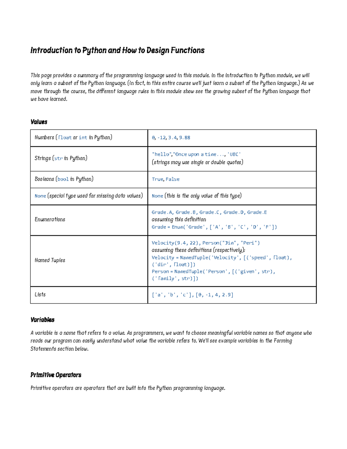 CPSC 103 - Intro to Python: Function Design & Basics - Studocu