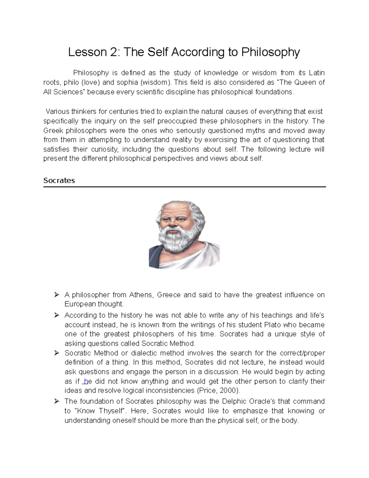 GED 101 Lesson 2 (A) - UNDERSTANDING THE SELF LECTURES - Lesson 2: The ...