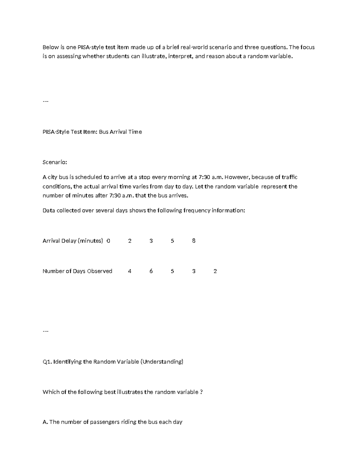 PISA Test Item Review: Random Variables & Probability Distributions ...