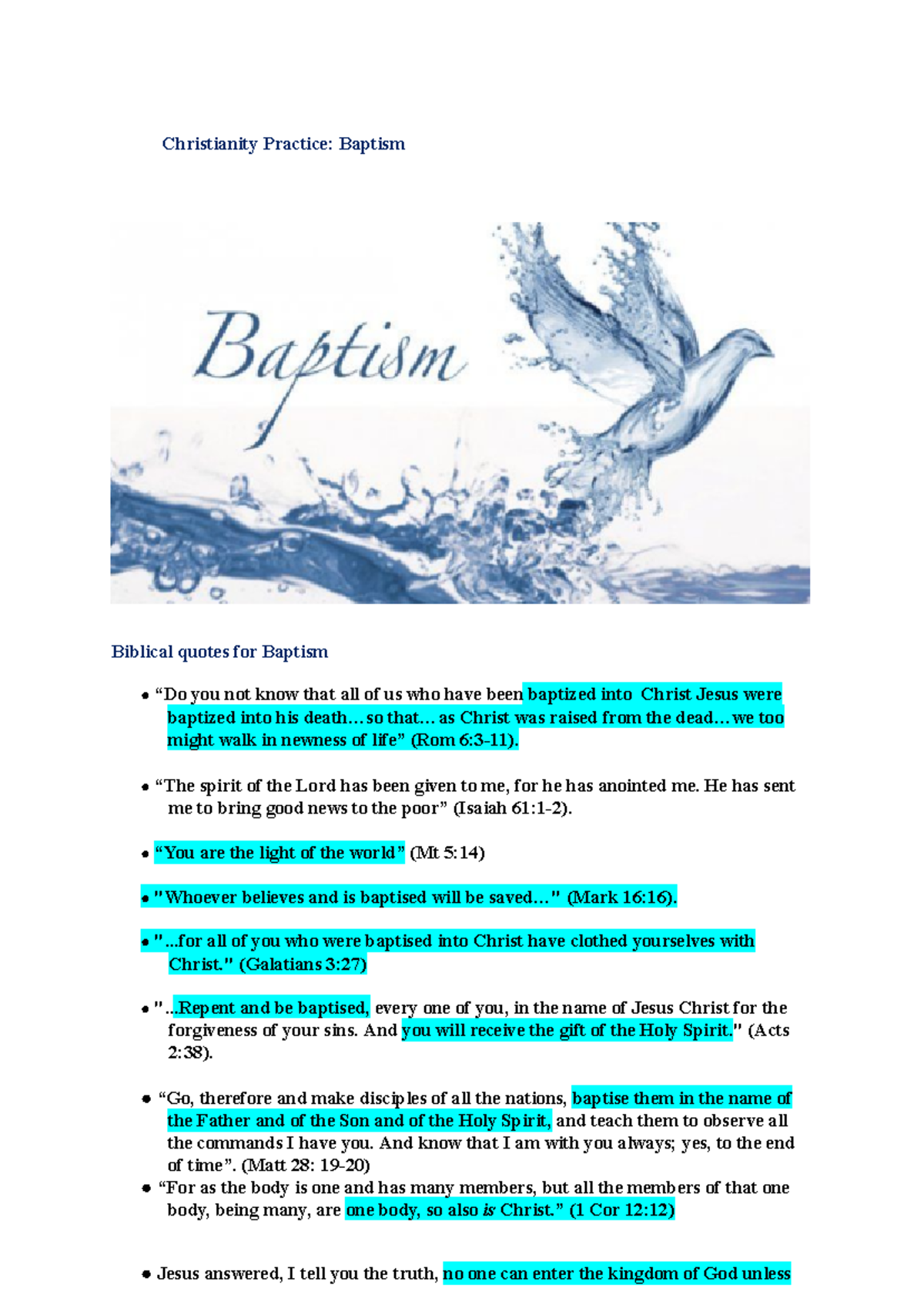 SOR1 - Baptism Notes: Understanding the Significance and Practices ...